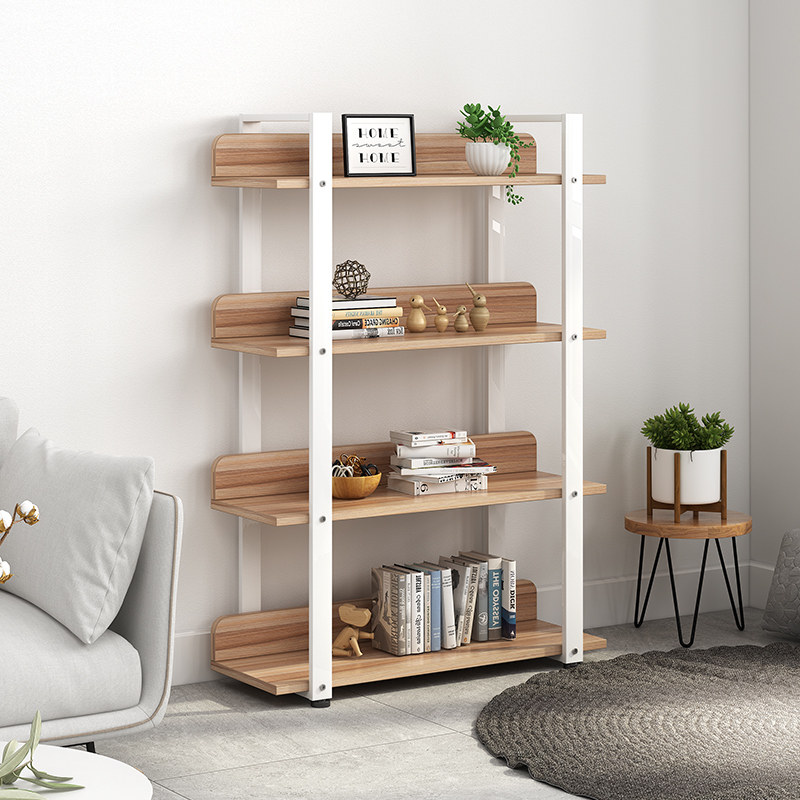 书架落地置物架简易书柜简约钢木多层储物架客厅家用铁艺货架架子_虎窝淘