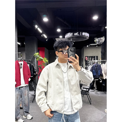 美式休闲春季男宽松短款翻领夹克