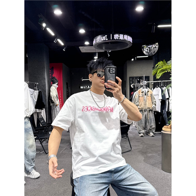 2026夏纯棉落肩宽松印花T恤