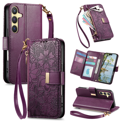 3D浮雕压印花与叶插卡拉链手机套