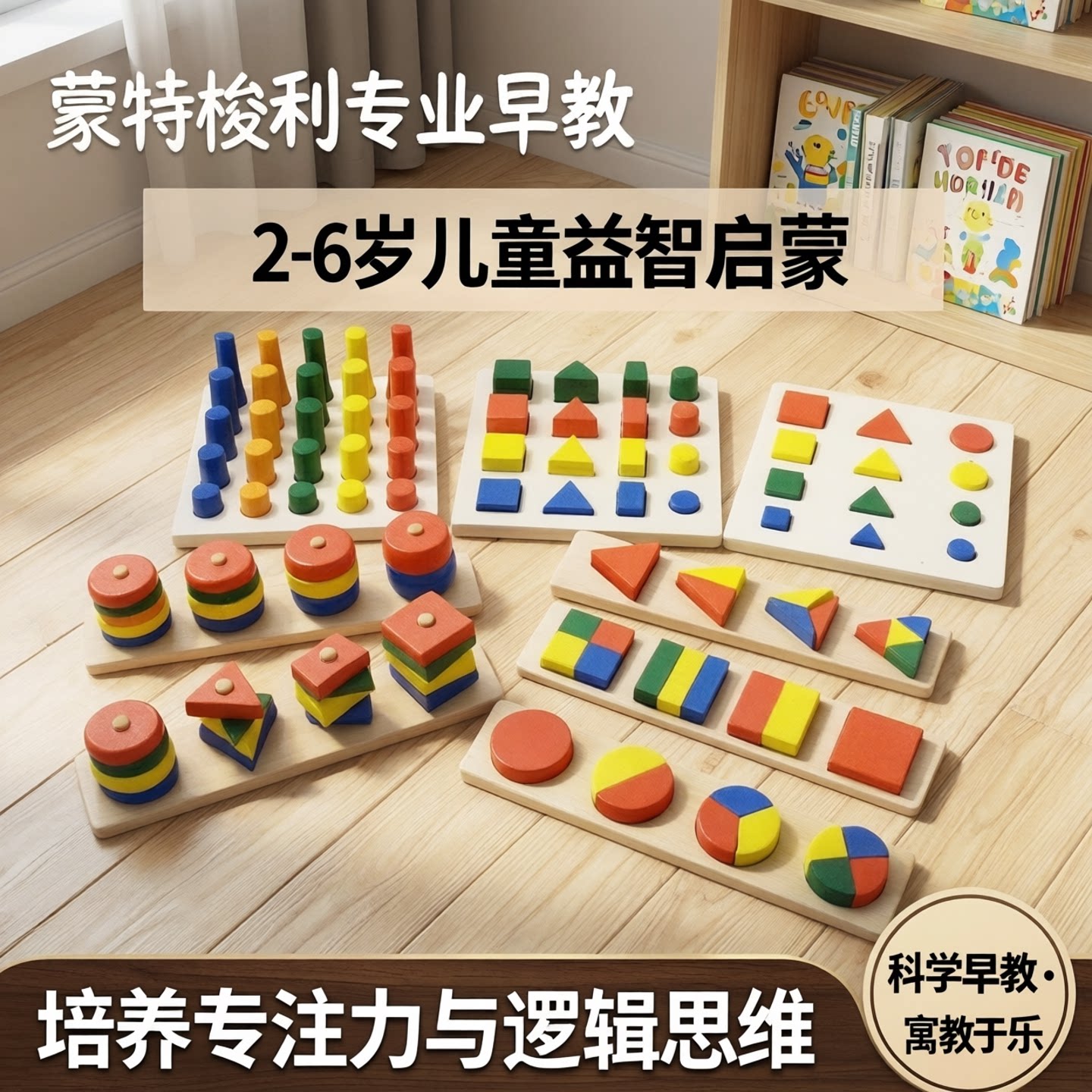 蒙氏教具专业早教蒙特梭利组合八件套装老年人儿童益智积木玩具