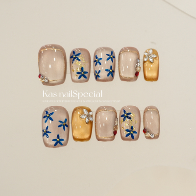 「卢浮花影」纯手工手绘穿戴甲2026新款高级感短甲美甲温柔显白