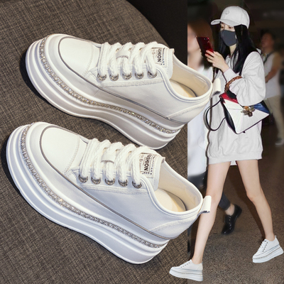 真皮内增高小白鞋女2025新款百搭