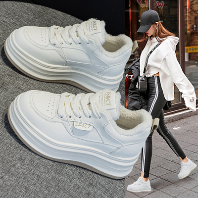 真皮加绒小白鞋女2025年新款爆款