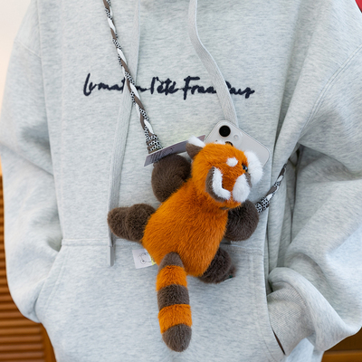 正版熊猫水獭毛绒手机背夹挂绳