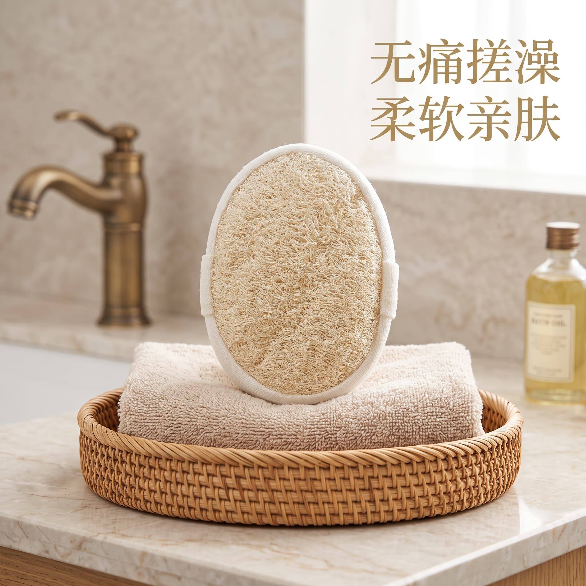 丝瓜络搓澡巾温和去角质沐浴沐浴球薄片棉麻搓澡
