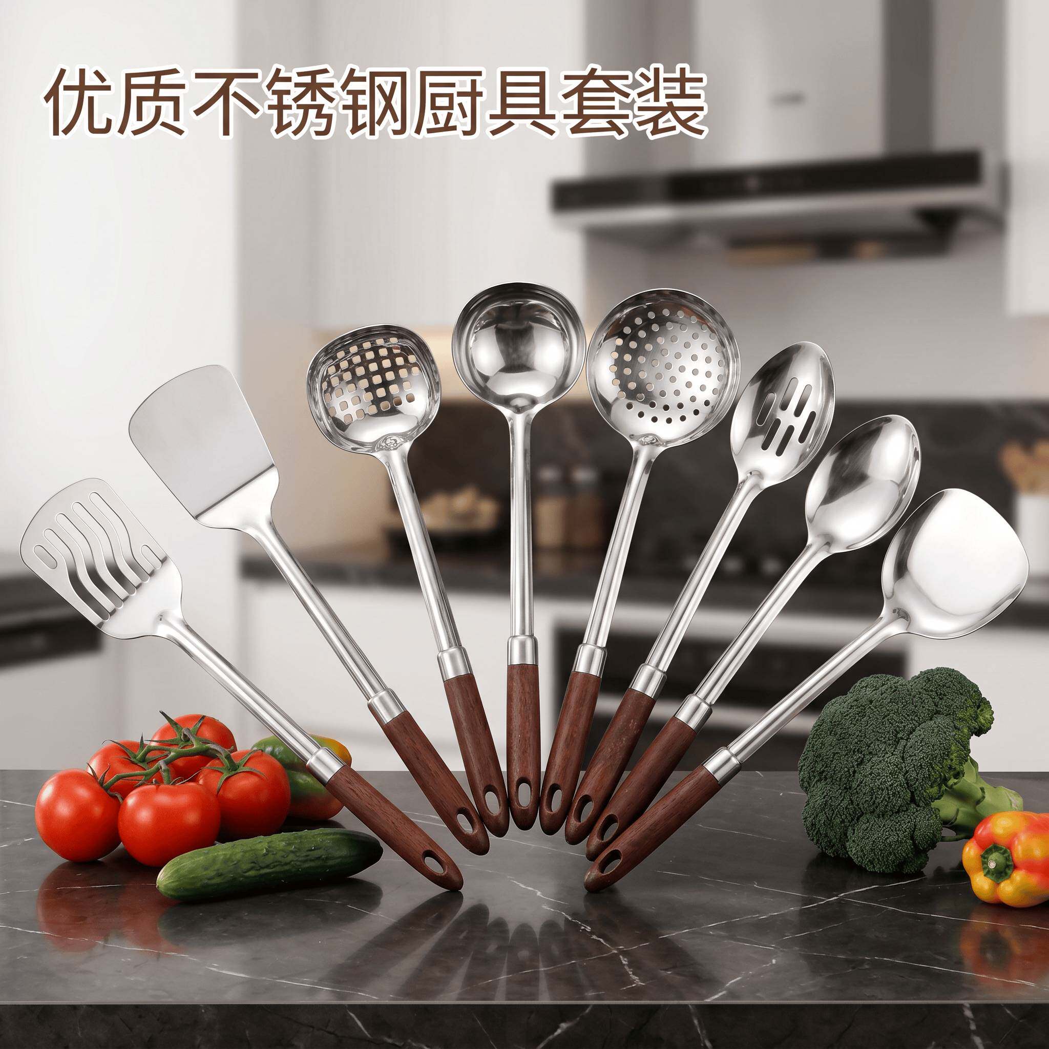 新款不锈钢锅铲套装厨房家用炒菜铲子厨具全套汤勺漏勺铲勺子工具