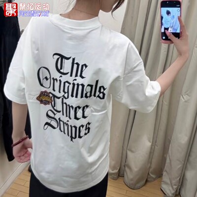 阿迪达斯男女2026夏季运动休闲字母印花短袖圆领T恤衫KT3042 3041