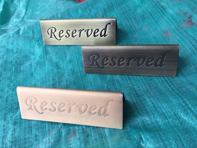 金色铜色不锈钢双面已预订座留 桌面Reserved提示牌 餐厅酒店咖啡