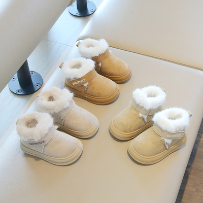 2025新款冬季男童鞋加绒女宝宝鞋子学步鞋保暖软底棉鞋雪地靴短靴