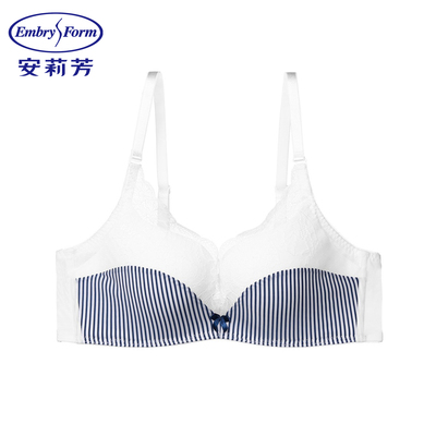 安莉芳正品内衣女无钢圈少女海军风蕾丝文胸上薄下厚文胸EBX0700