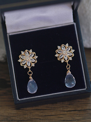 薰衣草石英原创设计女耳钉耳夹