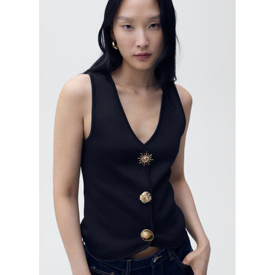 西班牙欧洲正品代购 MANGO 女士 珠宝扣针织马甲  87079065