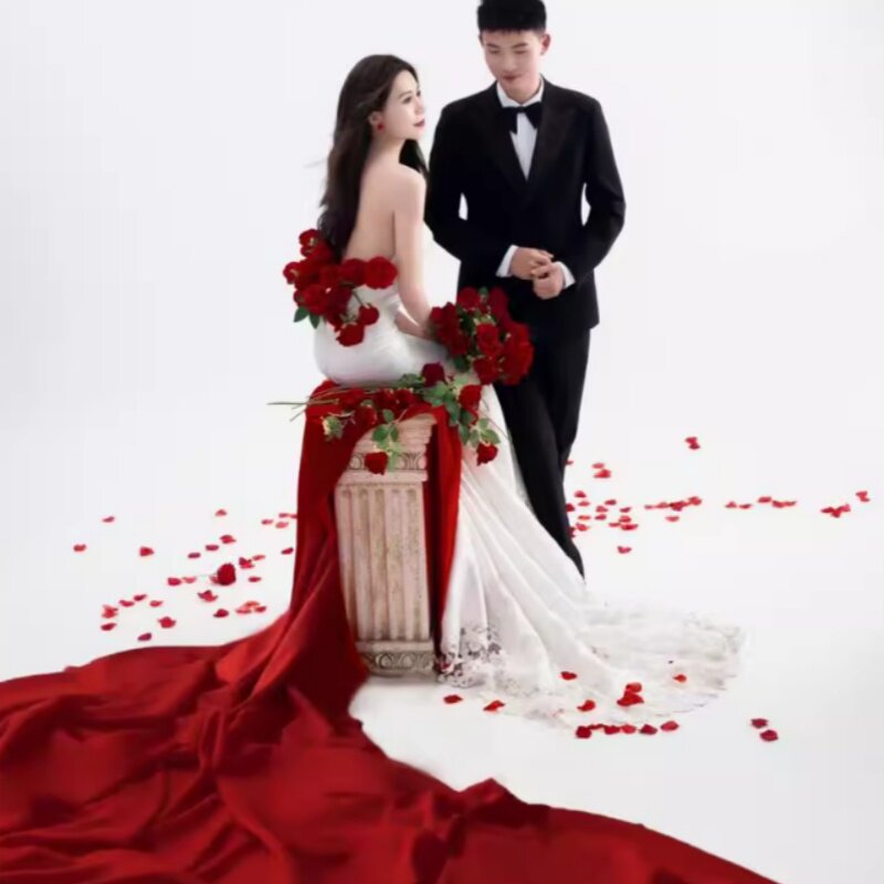 婚纱摄影室内白纱拍照道具仿真红玫瑰情侣写真拍摄道具红玫瑰花瓣