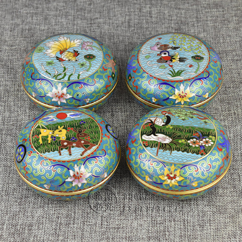 北京特色手工艺品景泰蓝鸳鸯盒粉盒首饰盒珐琅摆件生日结婚纪念品