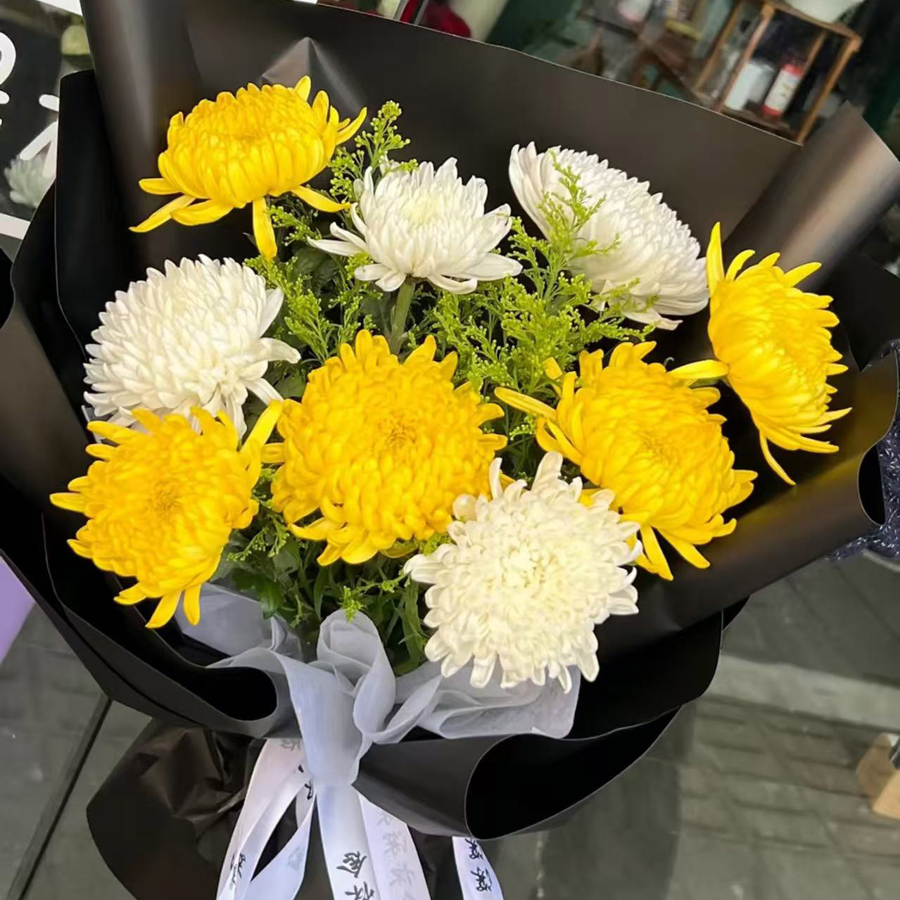 白黄菊花花束追悼奠仪用花祭祀花圈花篮扫墓祭祖采摘鲜花基地直发