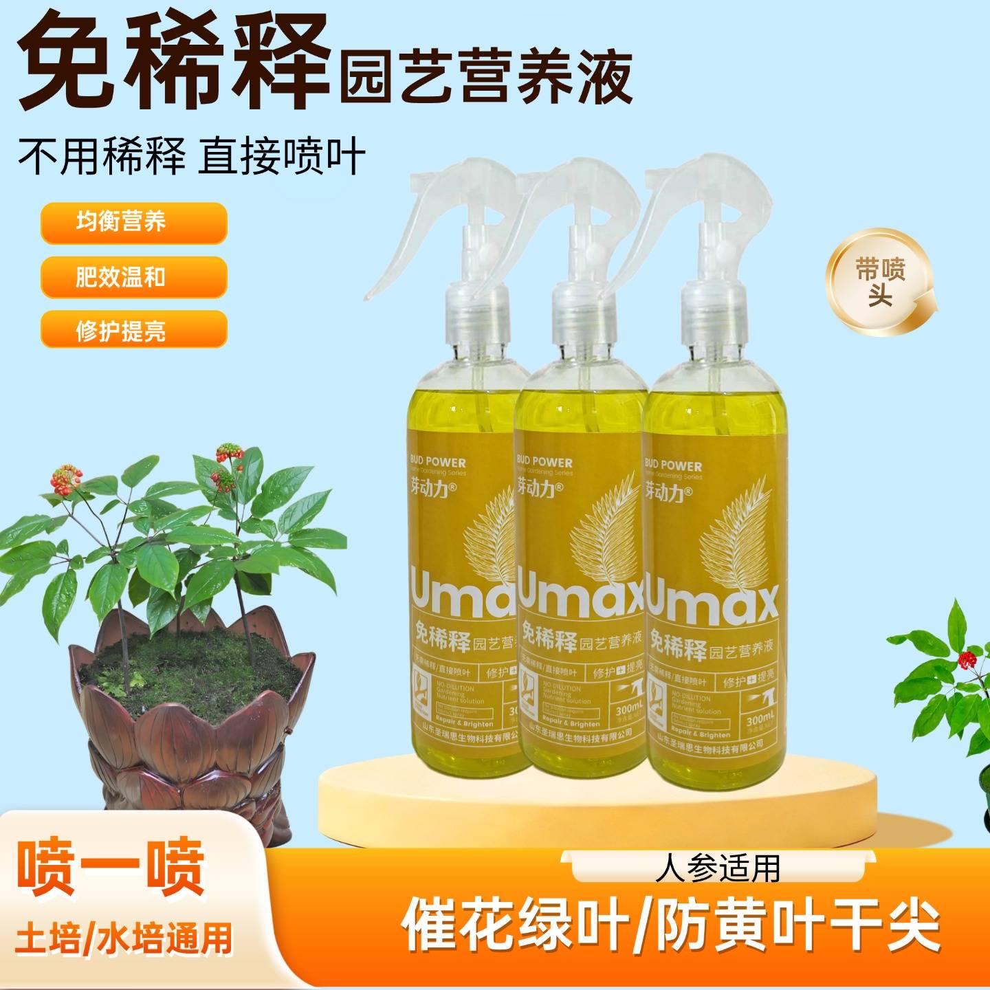 人参活苗免稀释营养液长白山野山参西洋参地栽盆栽植物专用叶面肥