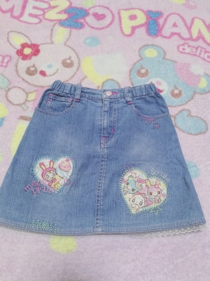 mezzopiano 基本全新120码牛仔半身裙钢琴正品平成复古可爱卡通现