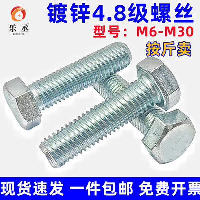 镀锌外六角螺丝螺栓 GB30外六角螺丝 4.8级外六角螺丝M6M8M10M12