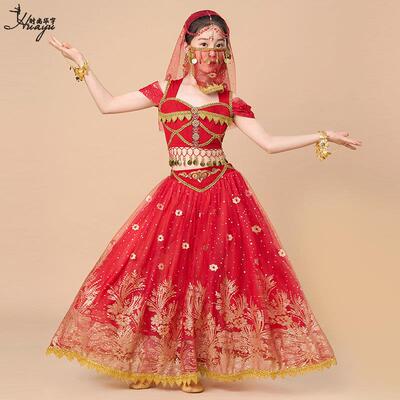 出儿敦童印度演服女童茉莉公主裙煌舞台一3349表演套装异域六风情