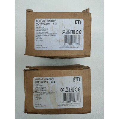 ETI ELEKTROELEMENT 004182215 NH00gG 125A500V 2 盒批量 6 件