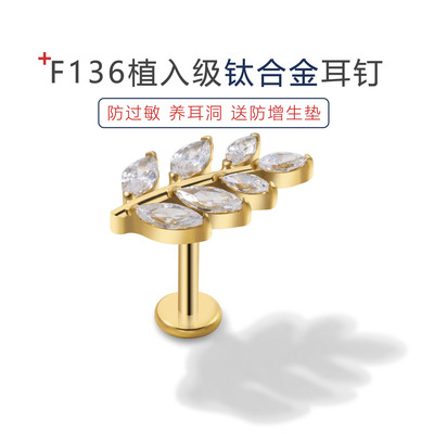F136医用钛合金耳钉女防过敏植入级耳骨钉耳环穿耳洞养耳时尚百搭