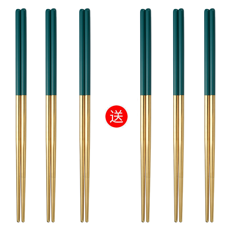 筷子防霉304不锈钢高档家用防滑防烫北欧ins情侣金属筷子家庭套装_虎窝淘