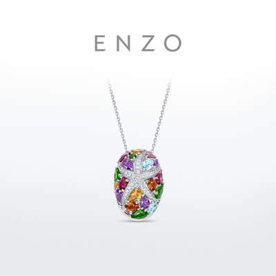 ENZO18K金多彩宝石钻石吊坠