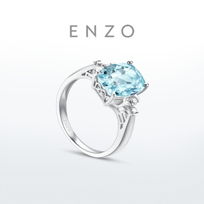 ENZO18K金海蓝宝石钻石戒指