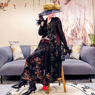 75038时尚复古优雅春季上新洋气名媛气质休闲百搭马甲裙