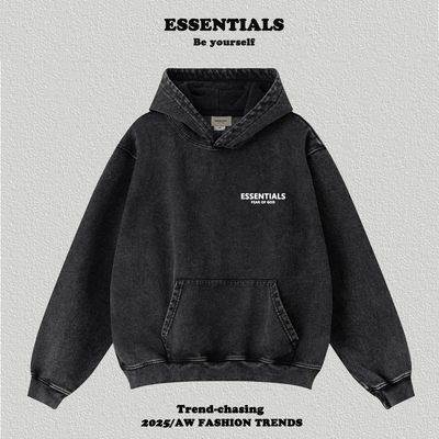 Essentials胸前小标做旧连帽卫衣