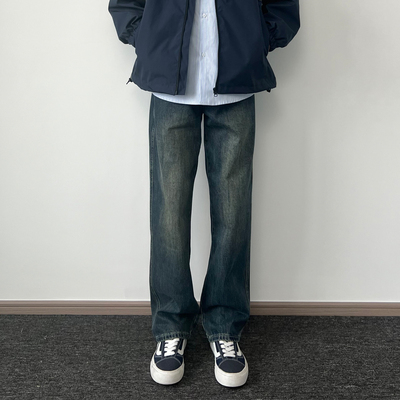 ONION Y复古水洗做旧宽松直筒牛仔裤男休闲显瘦cleanfit百搭长裤
