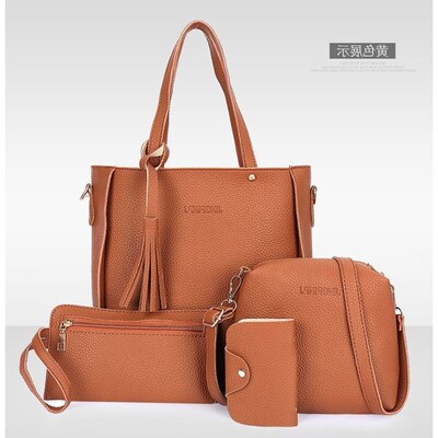 Women's bag tidal crepe four-piece cover mother bag tassel