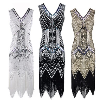 Women 1920s Gatsby Cocktail Sequin Art Deco Flapper Dress