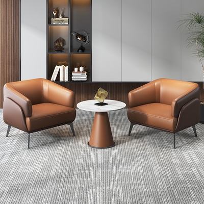 会客沙发商务洽谈办公室皮沙发单人轻奢高级感贵宾接待休息区桌椅