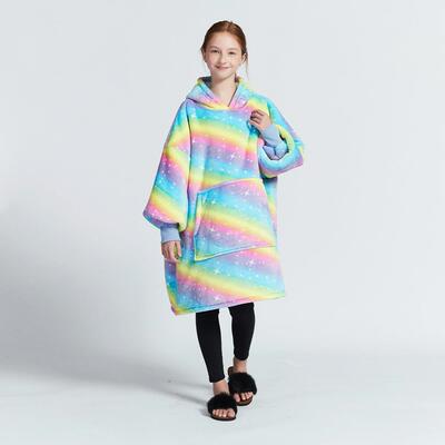 Hooded lazy blanket pullover children's flannel printed hoo