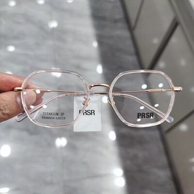 Prsr帕莎眼镜框男超轻纯钛复古金