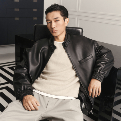 TRENDIANO2026春季新款绵羊皮革拉链质感男款皮衣外套 1SM431042H