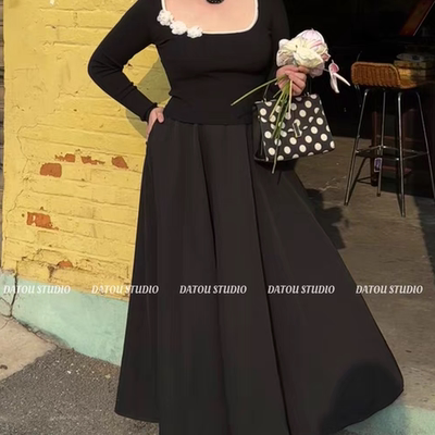 哒头.Studio【月下玫瑰半裙】微胖大码2024新款设计感显瘦半身裙