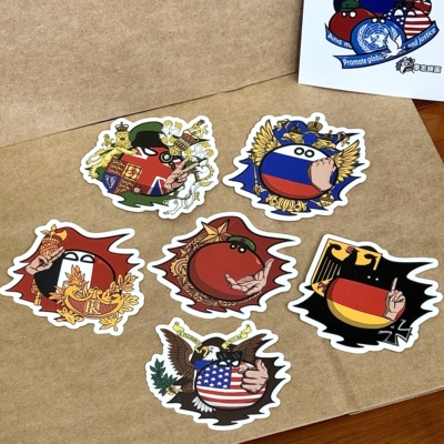 【李志映画】贴纸国家球系列造型Polandball装饰贴画（一包6枚）