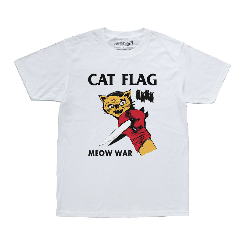 CAT FLAG T恤 BLACK FLAG MEOW WAR恶搞猫咪 T-Shirt_虎窝淘