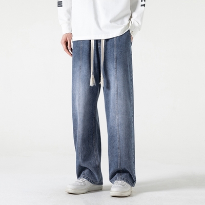 春秋季牛仔裤男款夏季潮牌宽松阔腿美式vibe复古裤子高街直筒长裤