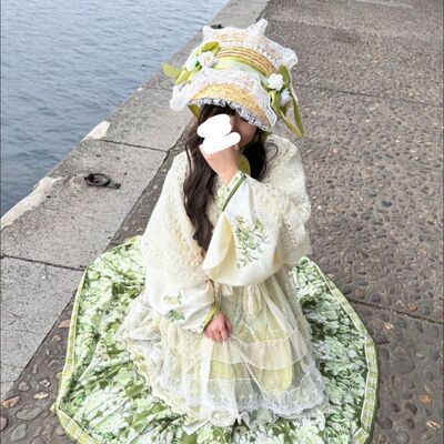 波奈特BNT风帽子汉洋折衷搭配草帽洛丽塔Lolita头饰花朵蕾丝草帽