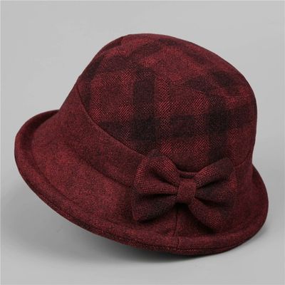 秋冬女士渔夫帽中老年女士新款户外出游帽子妈妈奶奶保暖毛呢盆帽