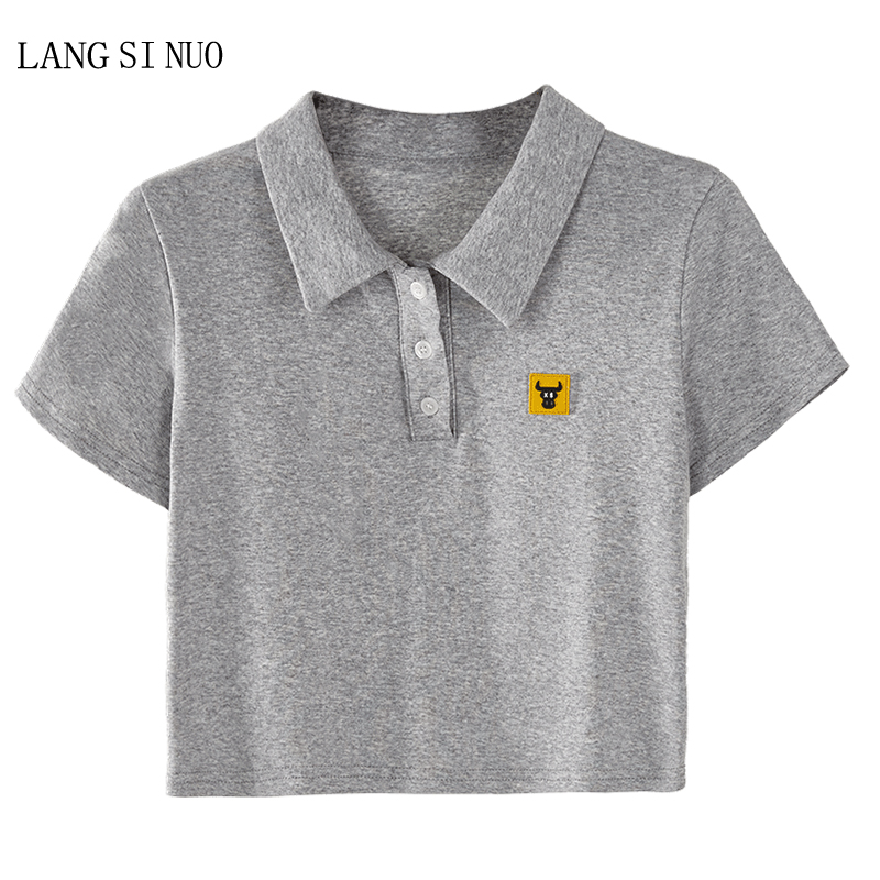 短款polo衫夏季ins高腰上衣女2023新款韩版设计感小众白色短袖t恤_虎窝淘