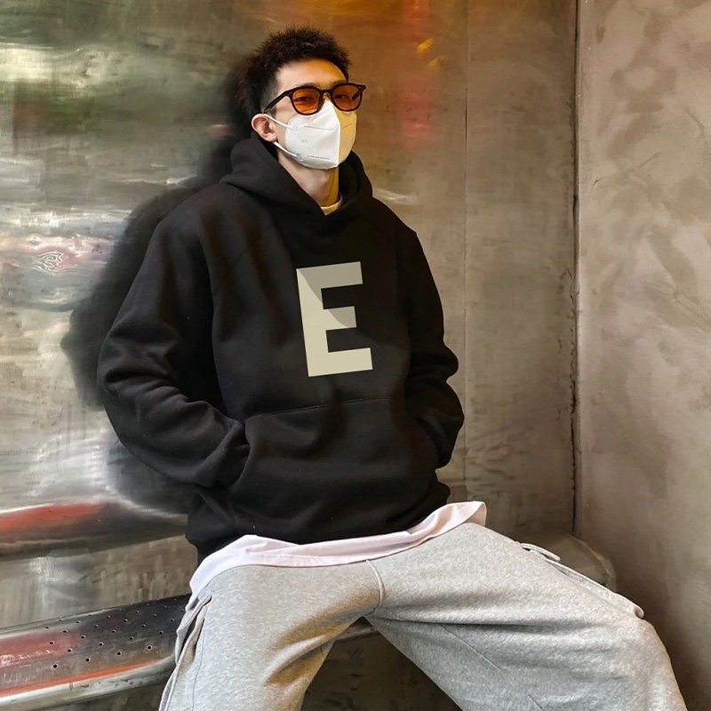 FOG FEAR OF GOD复线ESSENTIALS植绒E字连帽卫衣高街帽衫男女潮牌