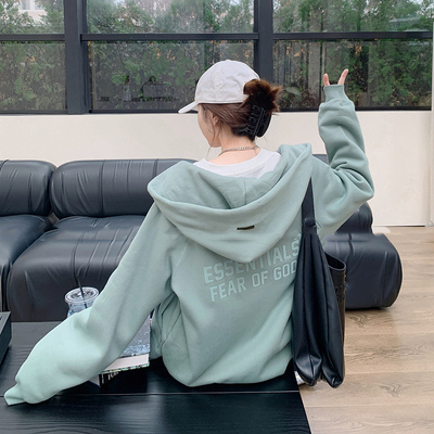 ESSENTIALS加绒连帽卫衣纯棉fog