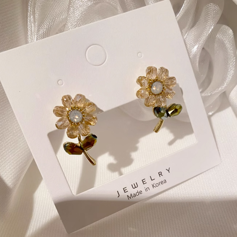 仙女花朵耳钉2023年新款潮甜美韩国925银银针ins网红简约气质耳环_虎窝淘