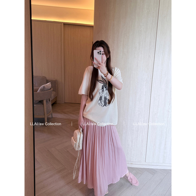 来来LLAI‘桃桃半裙’ 低饱和减龄粉高腰裙子女超百搭休闲半裙~