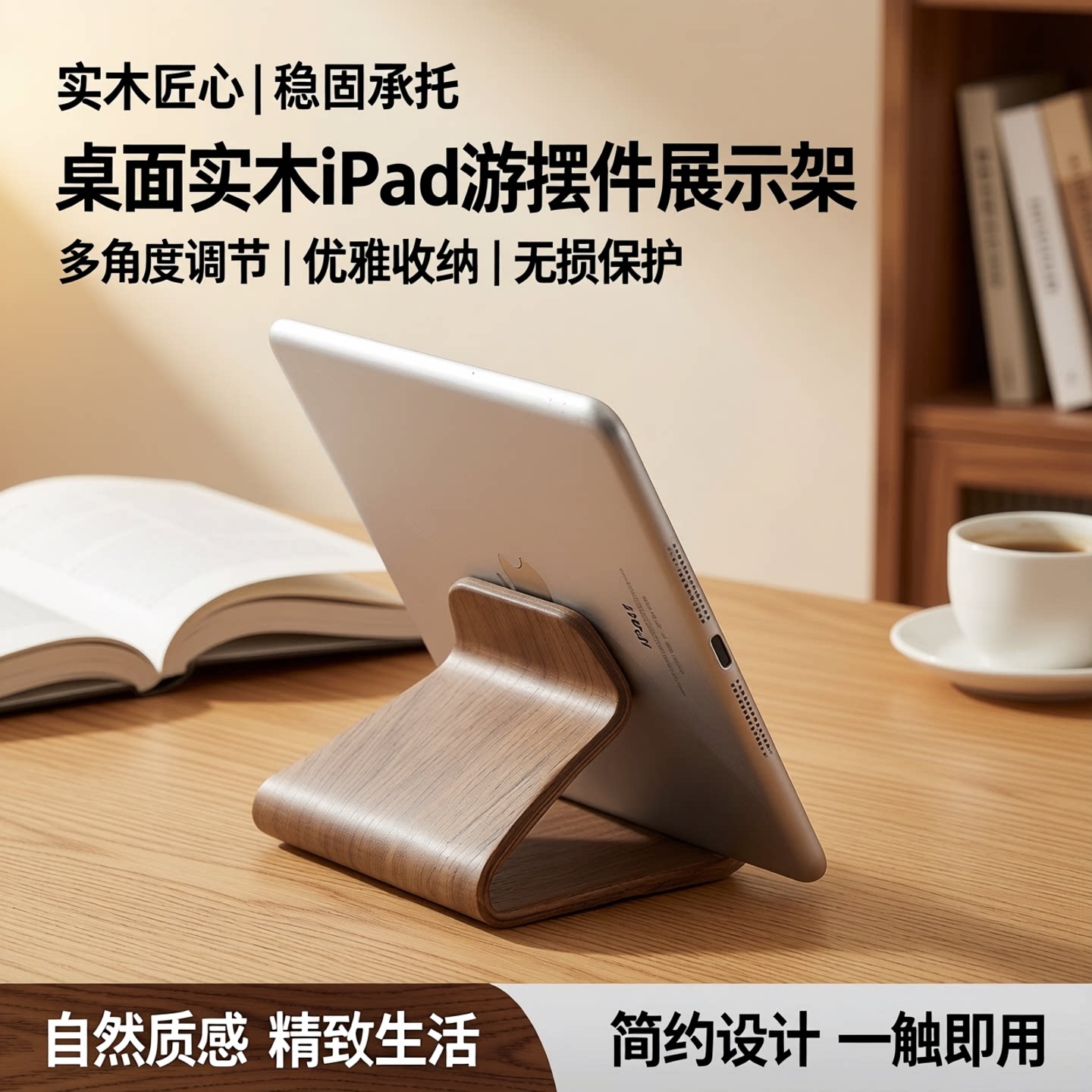 桌面实木支撑架木质iPad游摆件展示架置物收纳架abothline平板架